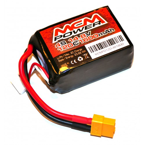 MCM Power Batterie LiPo MCM Power souple, 4S 14.8V 1600 mAh 120C- XT60